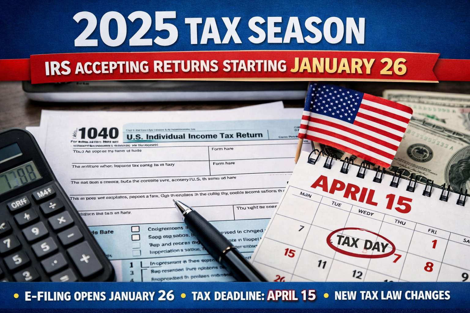 IRS to Start Accepting 2025 Tax Returns on January 26