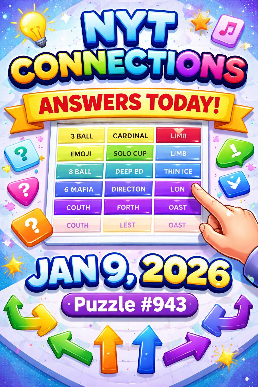 NYT Connections Answers Today (Jan 9, 2026) – Puzzle #943